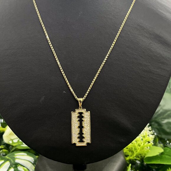 Prime Jewelry 269 | Jewelry | New 4k Yellow Gold Razor Blade Pendant ...